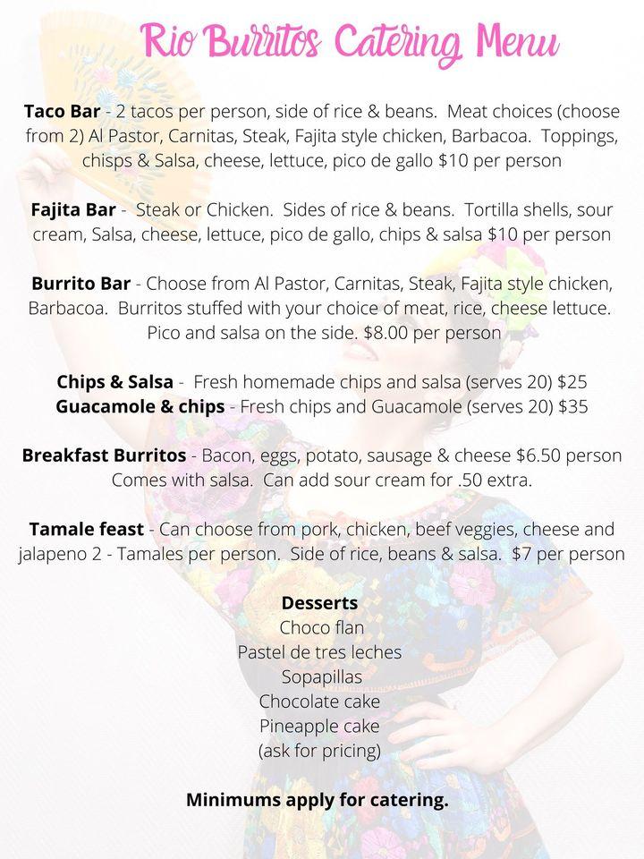 Menu at Rio Burritos restaurant, Cedar Rapids, 1st Ave NE Suite 3001