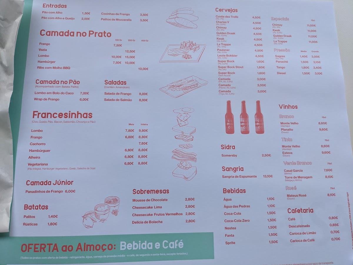 Menu em Camada Braga restaurante, Braga