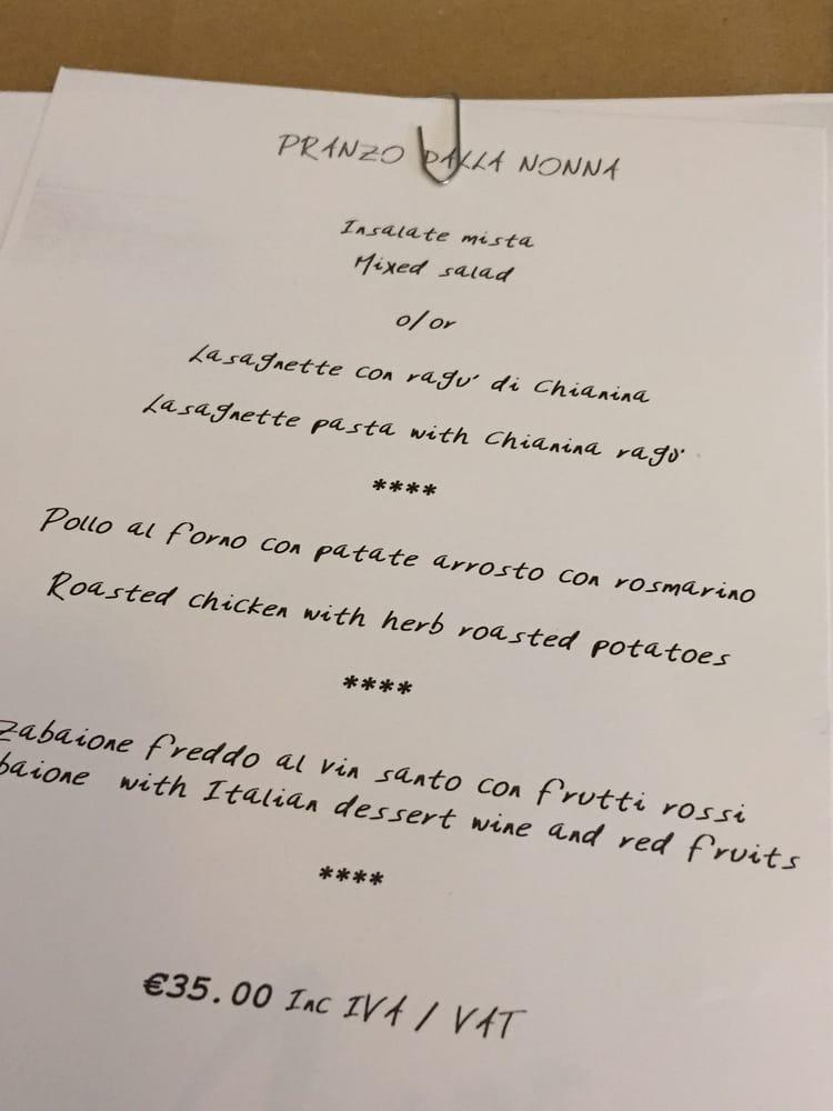 Speisekarte von Irene Firenze restaurant, Florenz