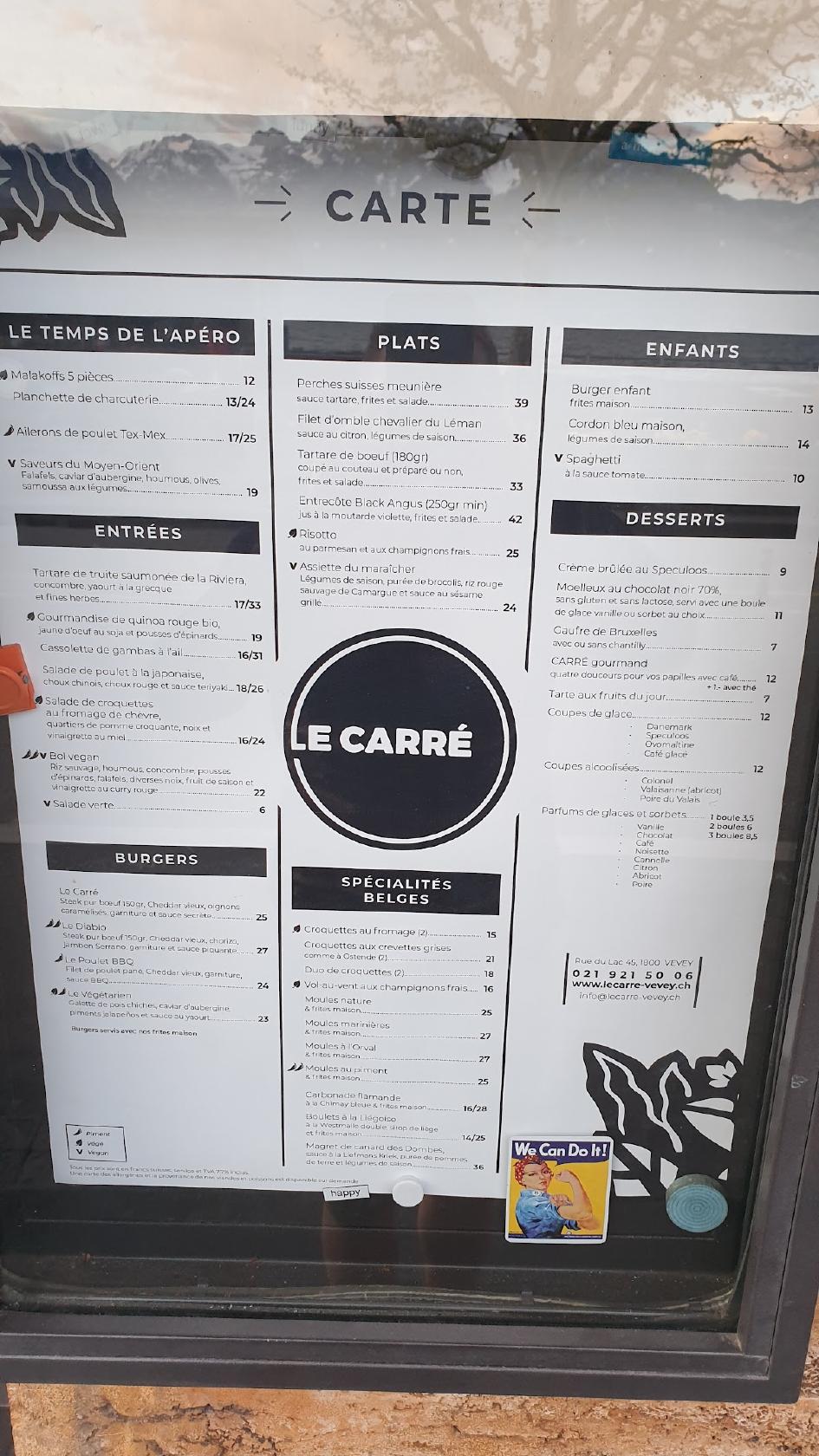Menu da Le Carré, Vevey