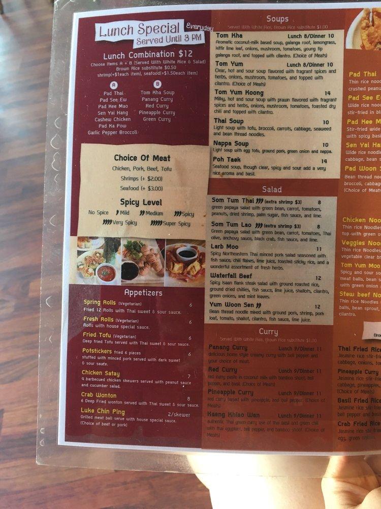 Menu at Pung Kang restaurant, Seattle