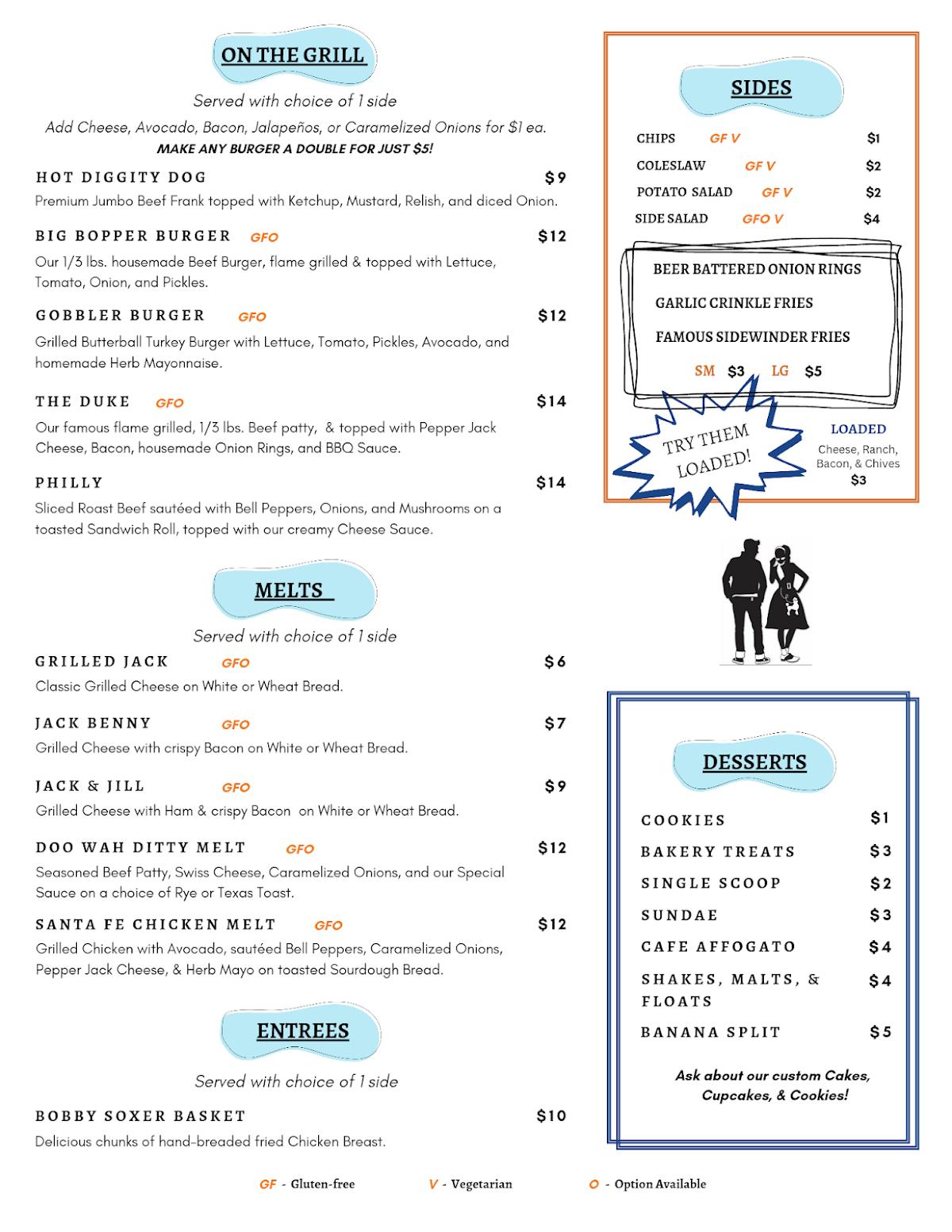 Menu at The Filling Station desserts, San Saba