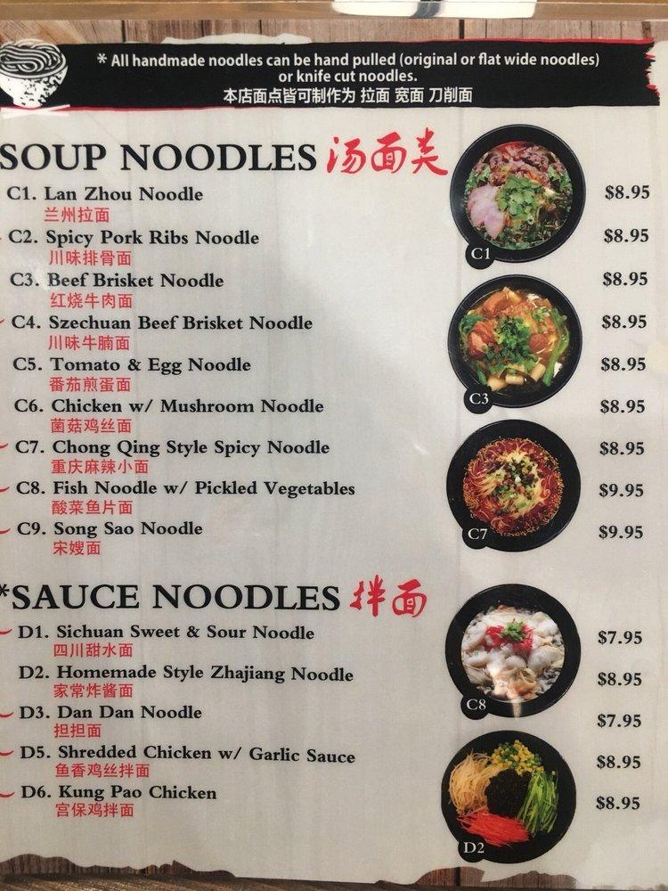 Menu at The Magic Noodle restaurant, Las Vegas