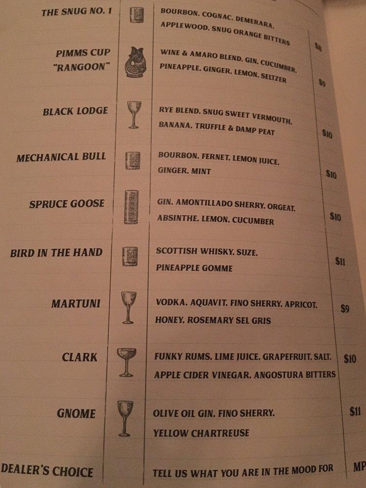 Carta del pub y bar The Snug, Sacramento