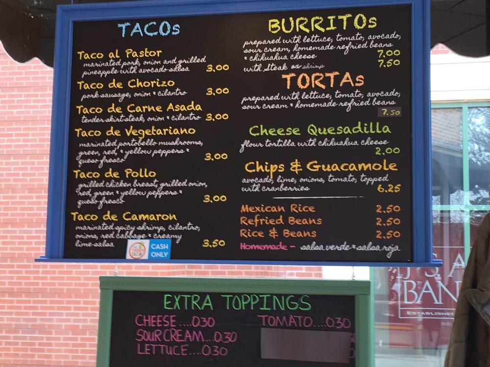 Menu at Trendy Taco restaurant, Wilmette