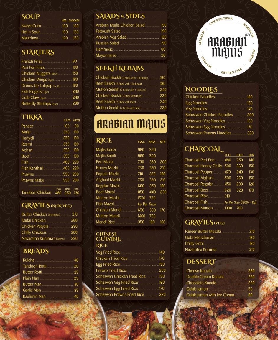 Menu at ARABIAN MAJLIS ATHOLI, Koliyottuthazham
