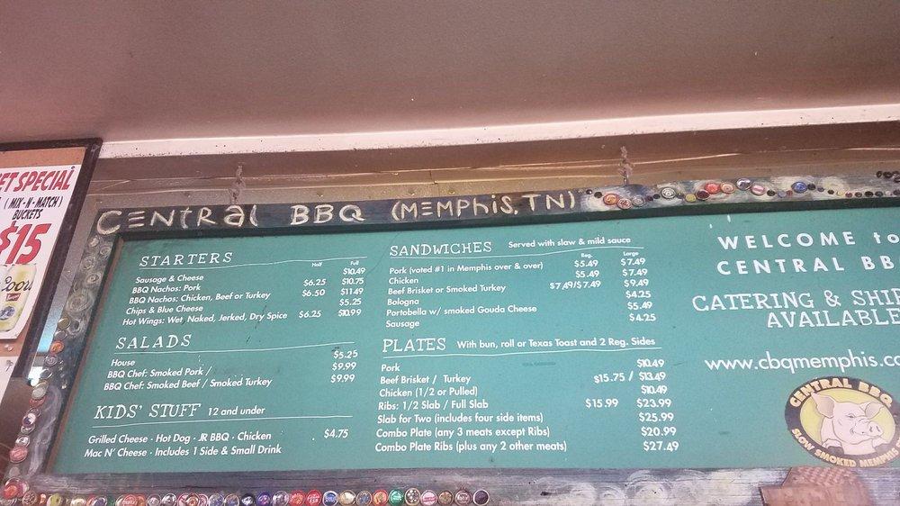 Menu at Central BBQ - Midtown (Food Truck), Memphis, Central Ave