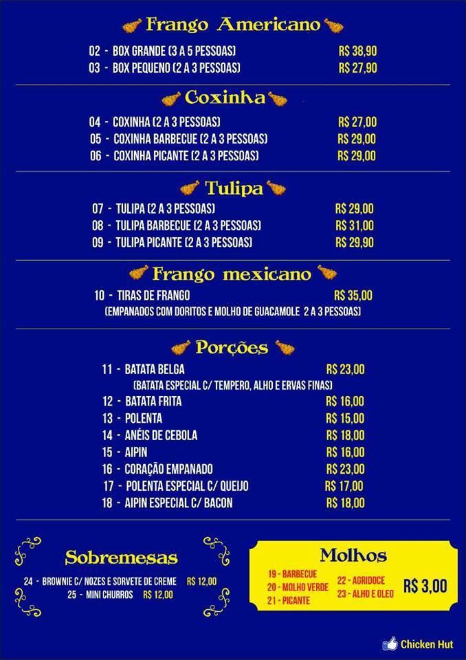 Menu em Chicken Hut restaurante, Guaratuba