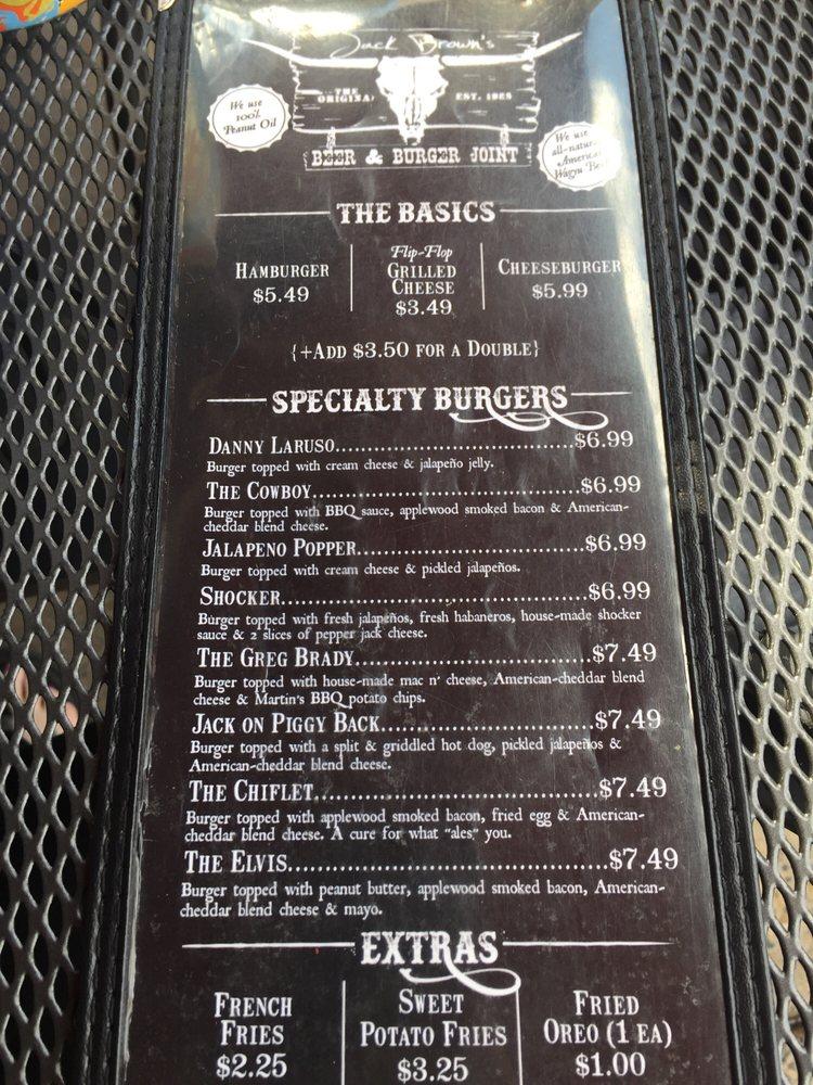 Menu at Jack Brown's Beer & Burger Joint Harrisonburg restaurant ...