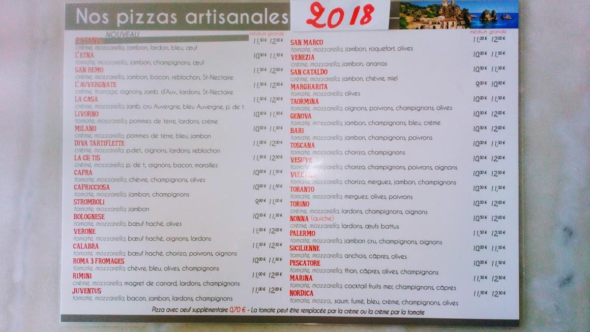Menu at L'etna Riom pizzeria, Riom
