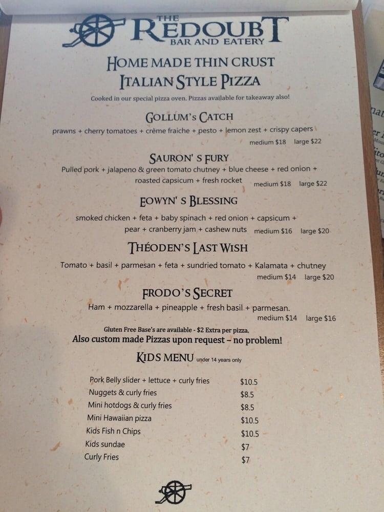 Menu at Redoubt Bar & Eatery, Matamata