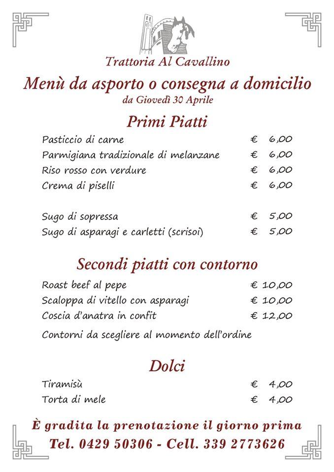 Menu at Ristorante Il Cavallino, Este