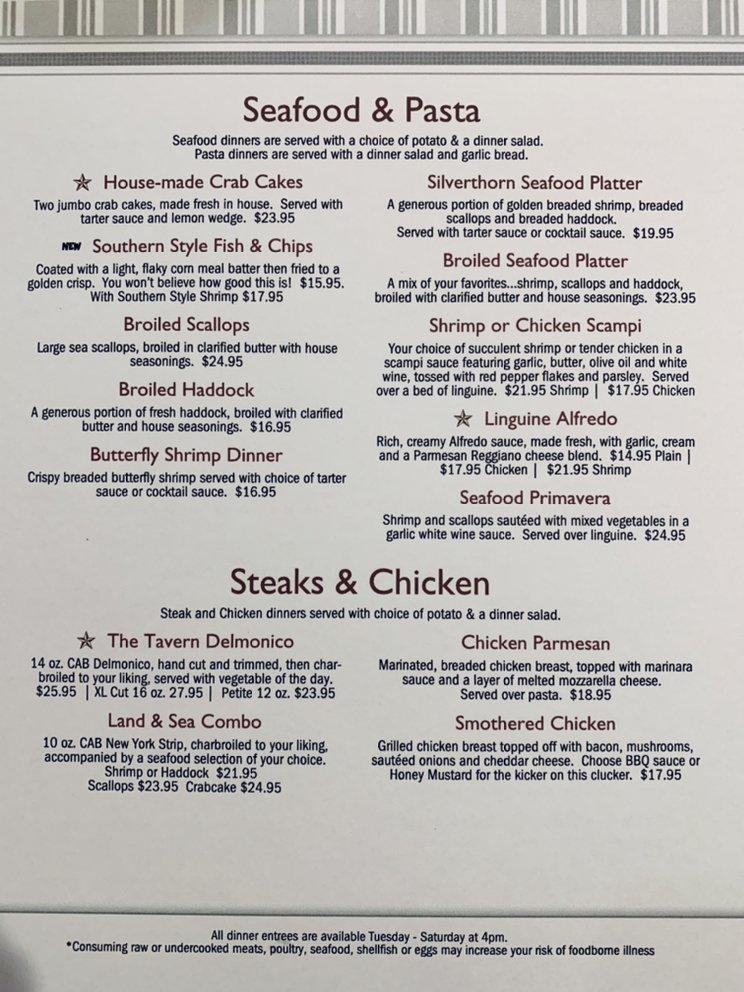 Menu at Silver Thorn Tavern pub & bar, Hughesville