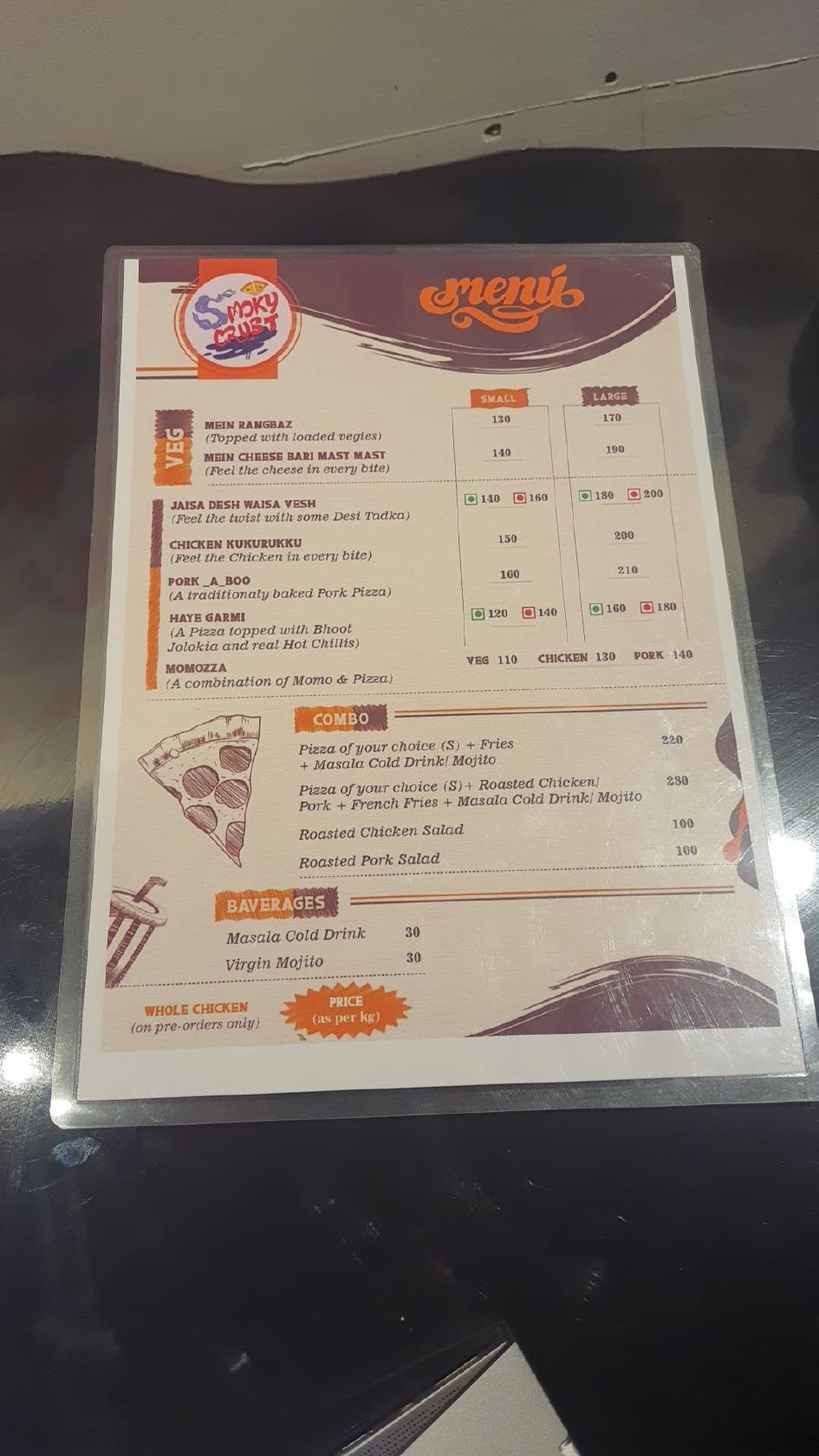Menu at Smoky Crust The Pizza Studio, Guwahati