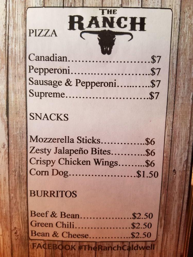 Menu at The Ranch pub & bar, Caldwell