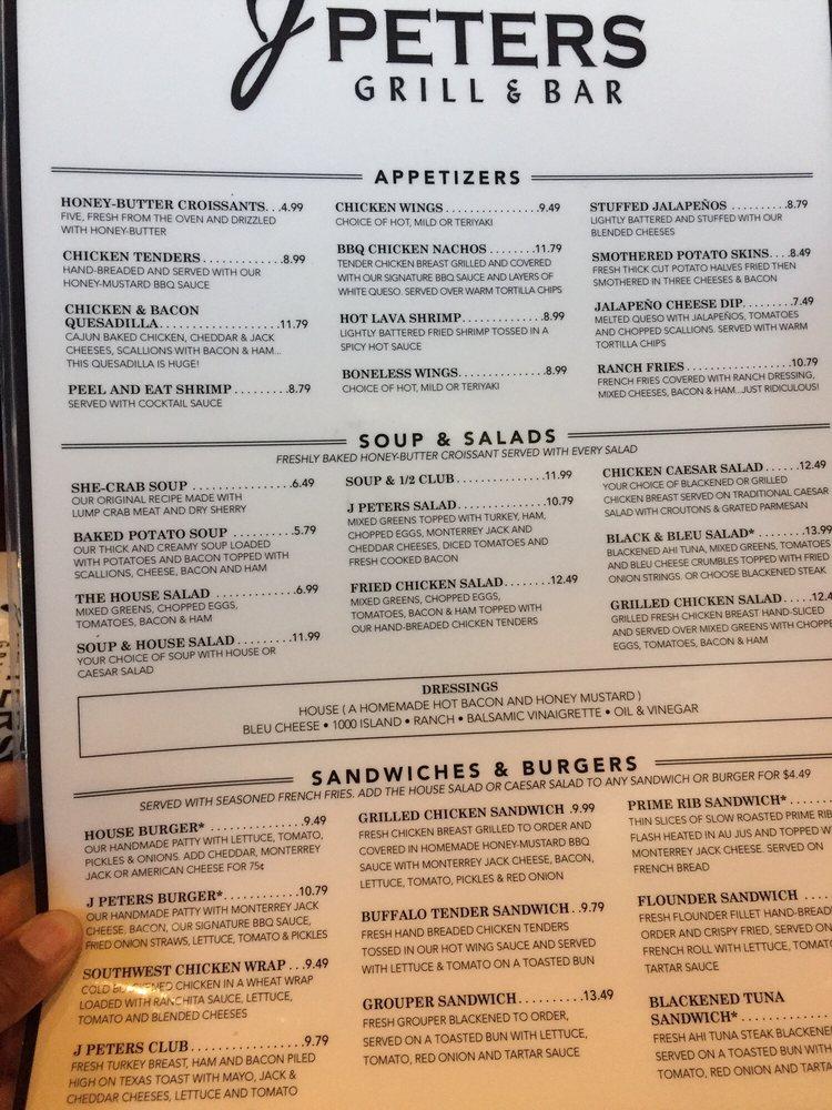 Menu at J Peters Grill & Bar - Mauldin, Mauldin
