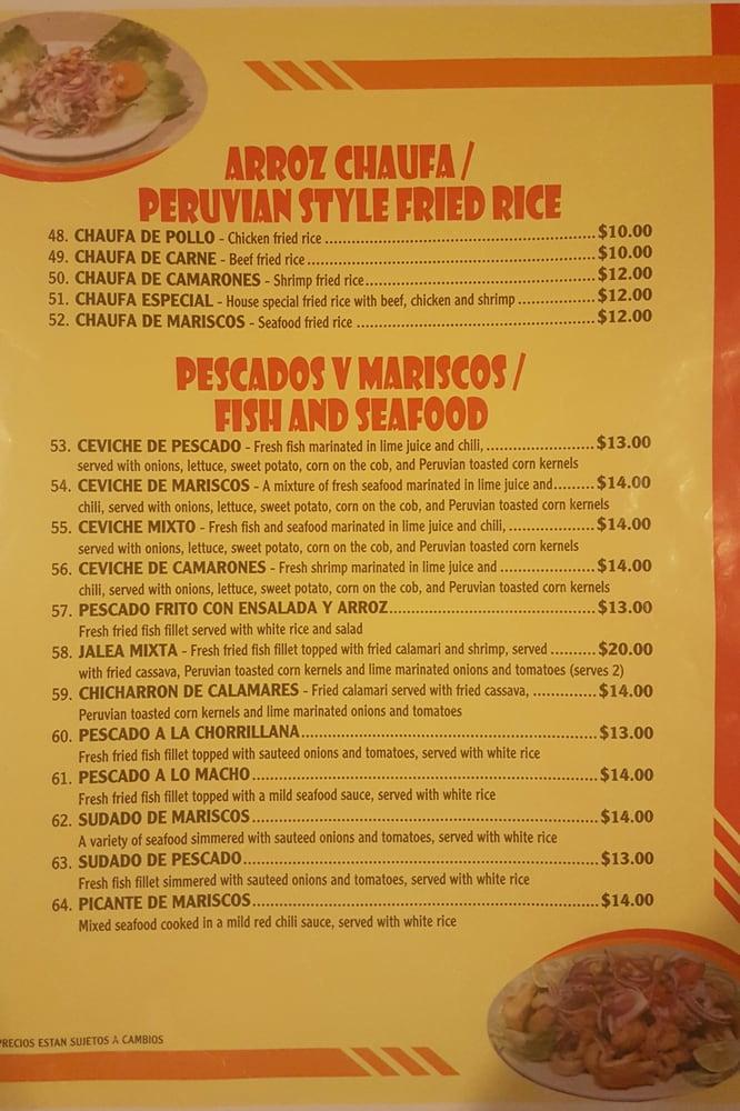 Menu at Super Pollo restaurant, Brick