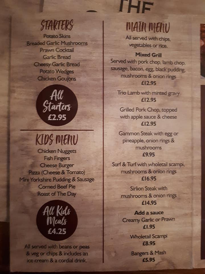 Menu at The Green Billy Row pub & bar, Crook, 7 Billy Row Grn
