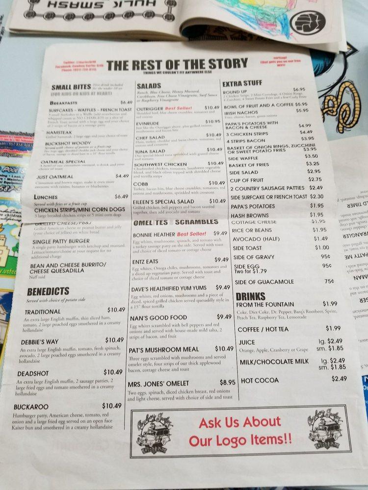 Menu at Cowboy Surfer Grill restaurant, Corona