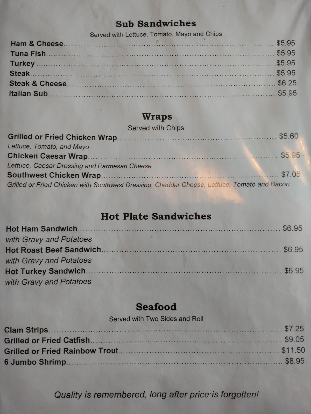 Menu at Frost Cafe, Culpeper