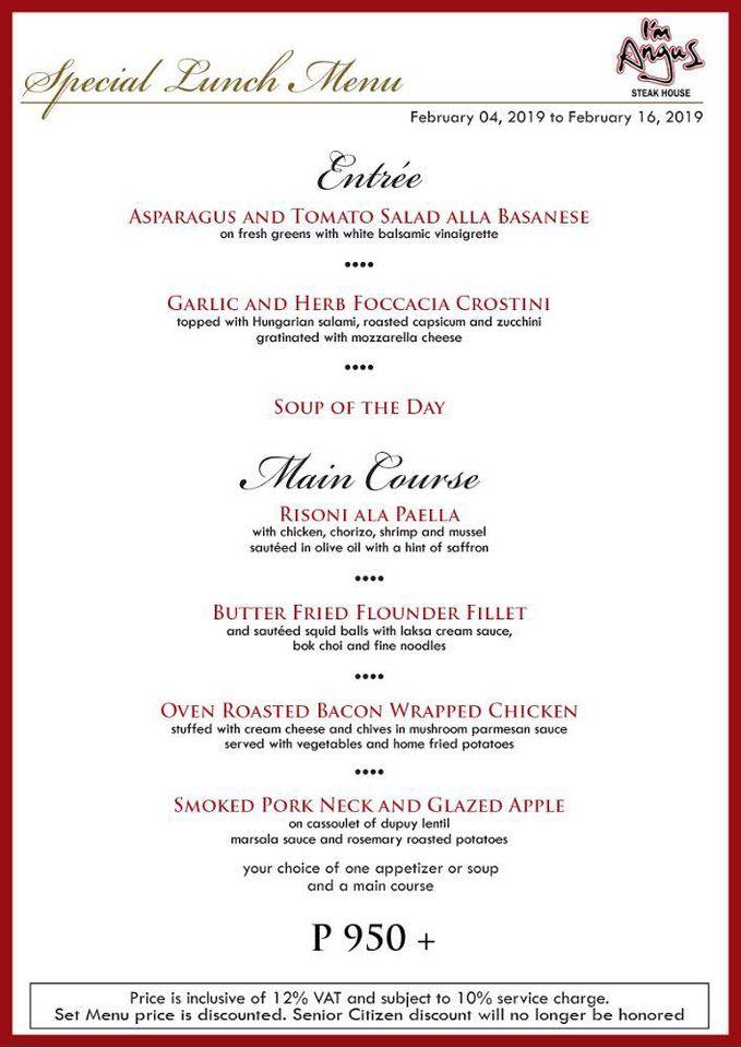Menu at I'm Angus Steak House steakhouse, Makati