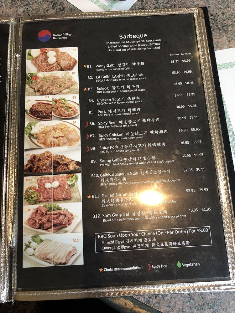 Menu at Korean Village Restaurant, Calgary