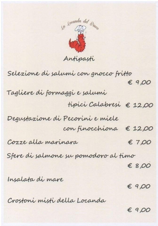 Menu da La Locanda del Bruco ristorante, Malnate