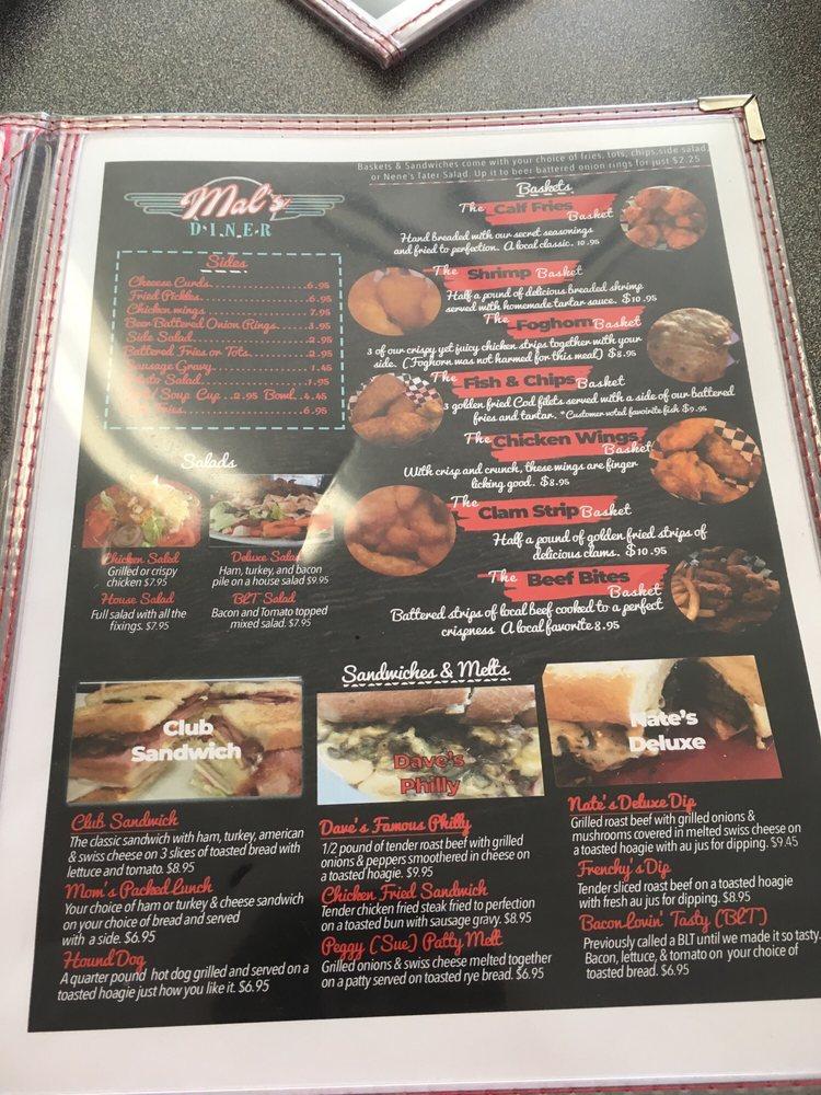 Menu at Mal's Diner pub & bar, Vale
