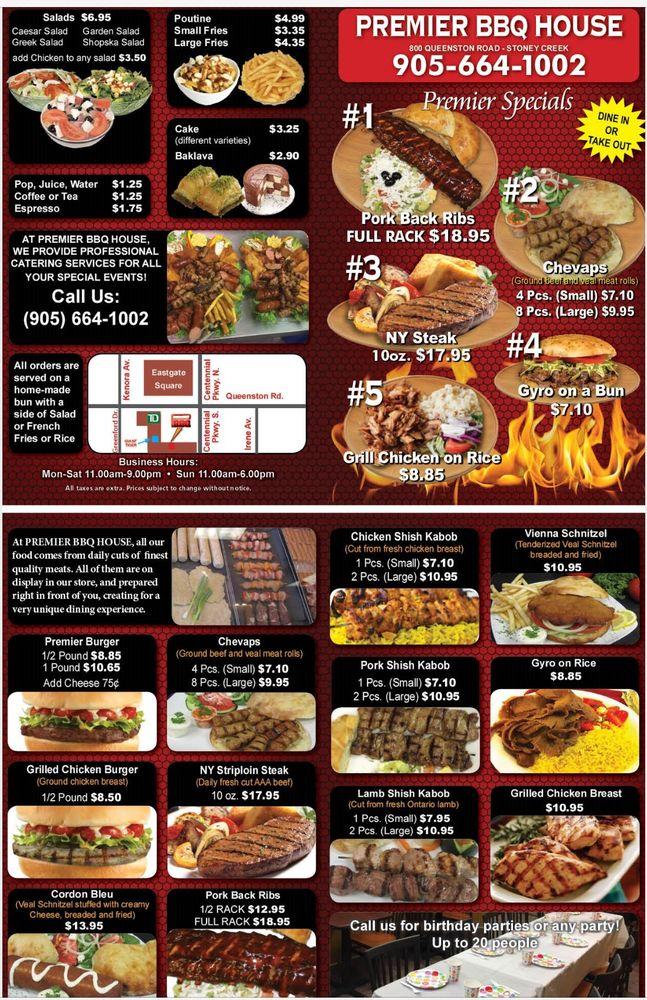 Menu at Premier Bbq House, Hamilton