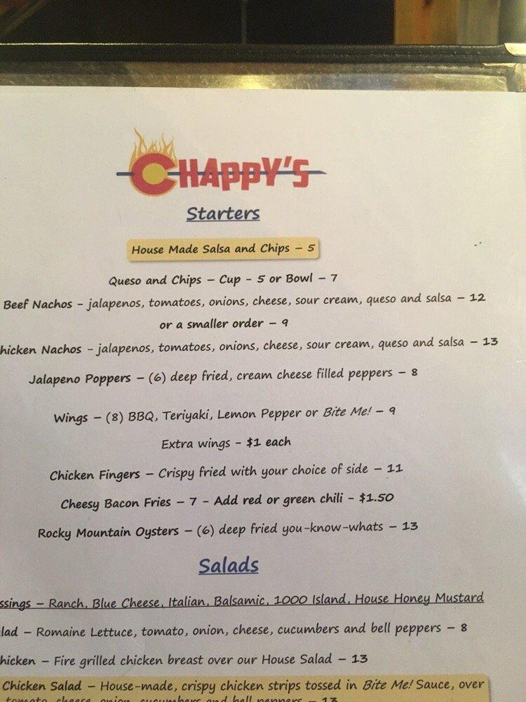 Menu at Chappys Woodfired Grill pub & bar, Westcliffe