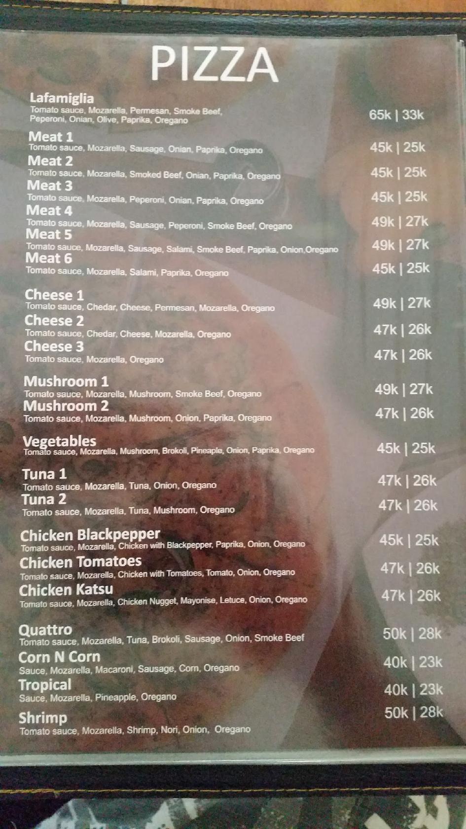 Menu at La Famiglia Express Pizza restaurant, Sendangadi, Sanggrahan