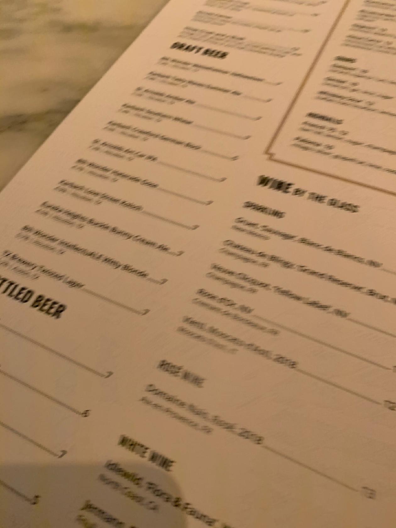 Menu at Loch Bar, Houston