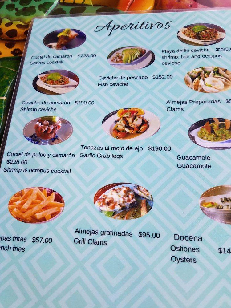 Menu at Restaurant-bar Playa Delfin, Puerto Nuevo, Calle