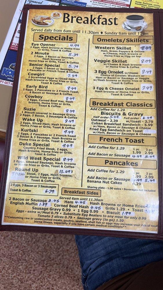 Menu at 2 Minutes Restaurant, Zephyrhills