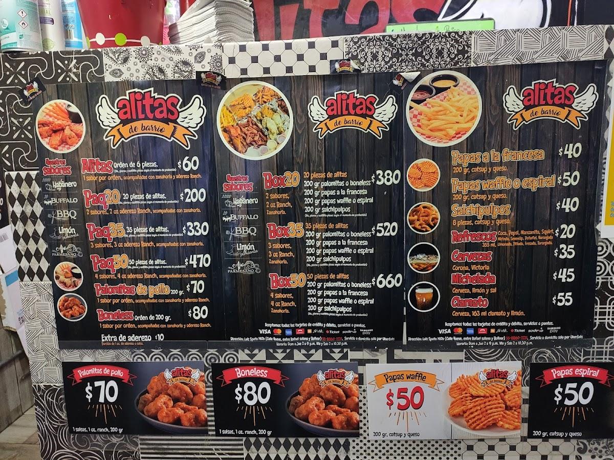 Carta de Alitas de Barrio Buffet de Alitas, Ciudad López Mateos, Luis ...
