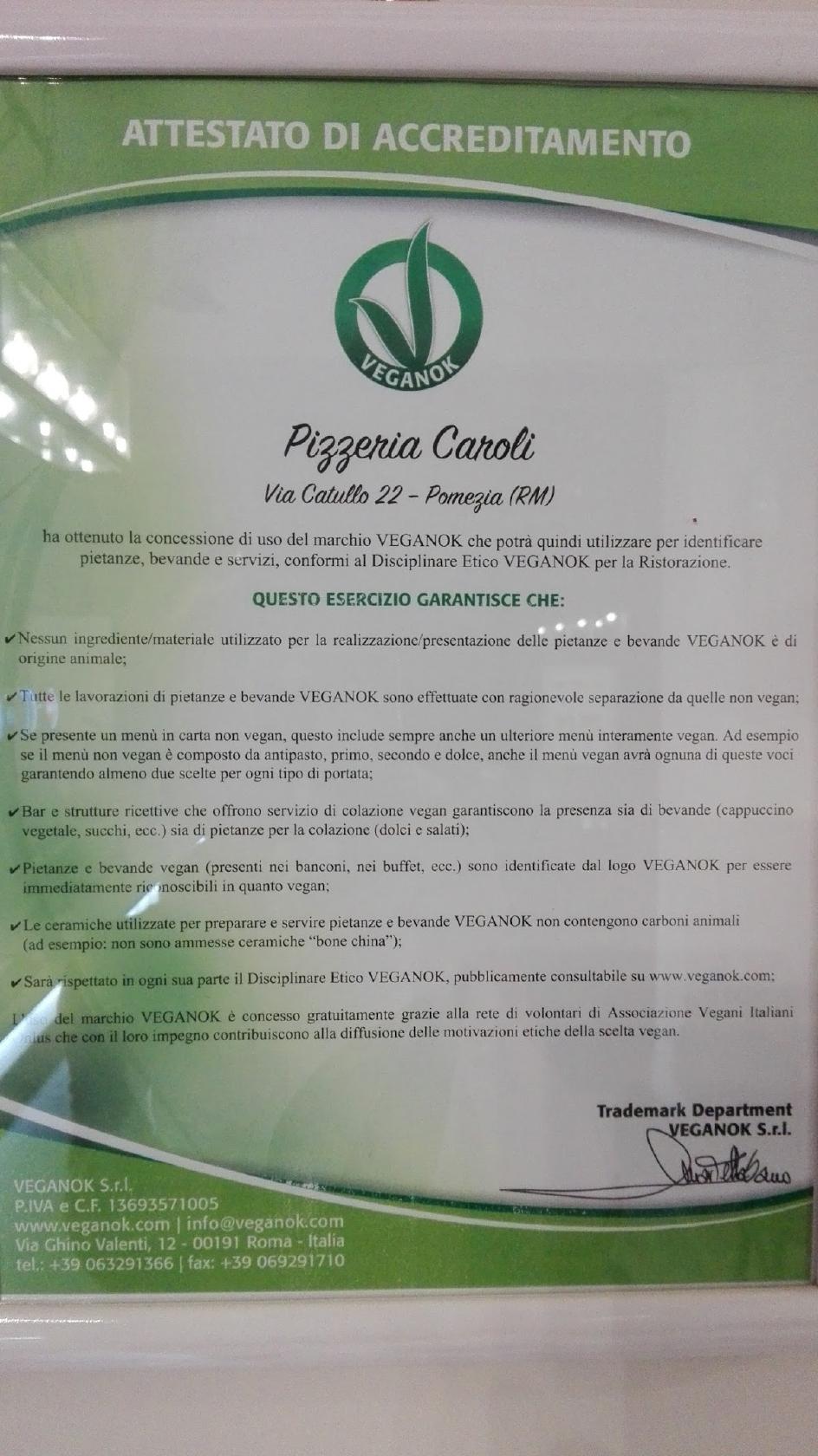 Speisekarte von Caroli 1969 Pizzeria, Pomezia