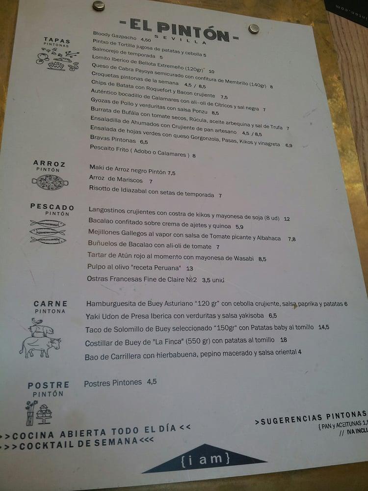Menu at Restaurante El Pintón, Seville
