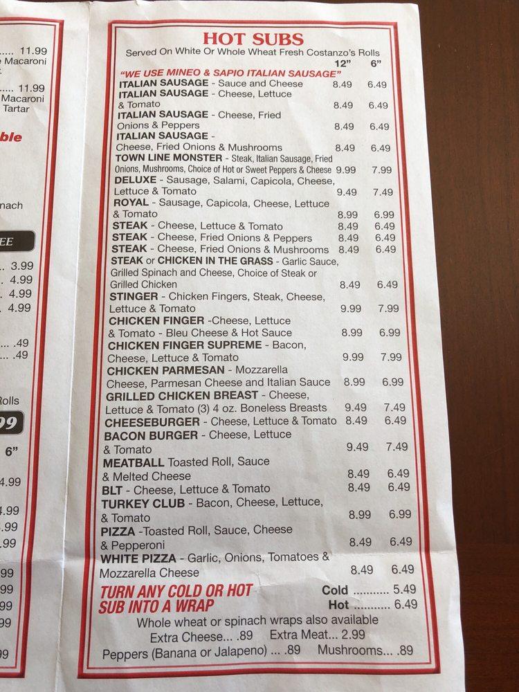 Menu at Town Line Pizzeria, Town Line
