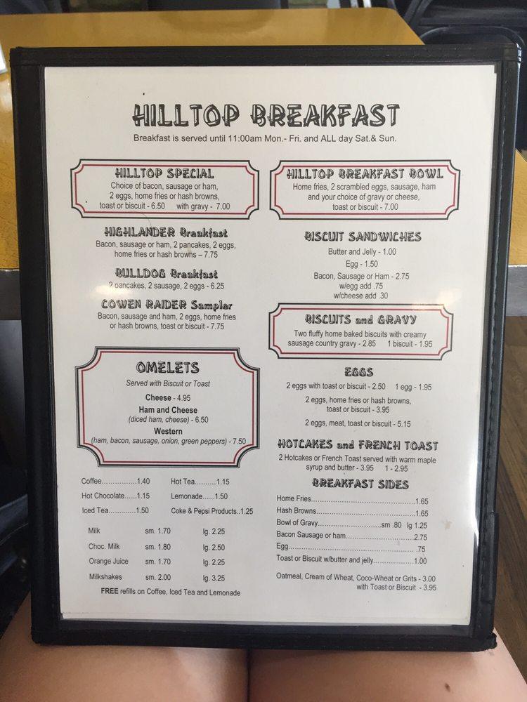 Hilltop Diner Menu at Sarah Rachel blog