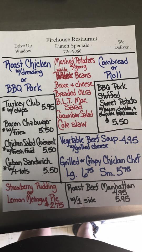 Menu at Firehouse Restaurant, Russellville