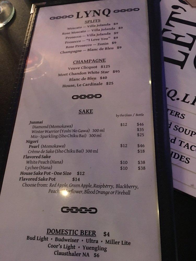 Menu at LYNQ restaurant, Fort Myers, Summerlin Rd #223