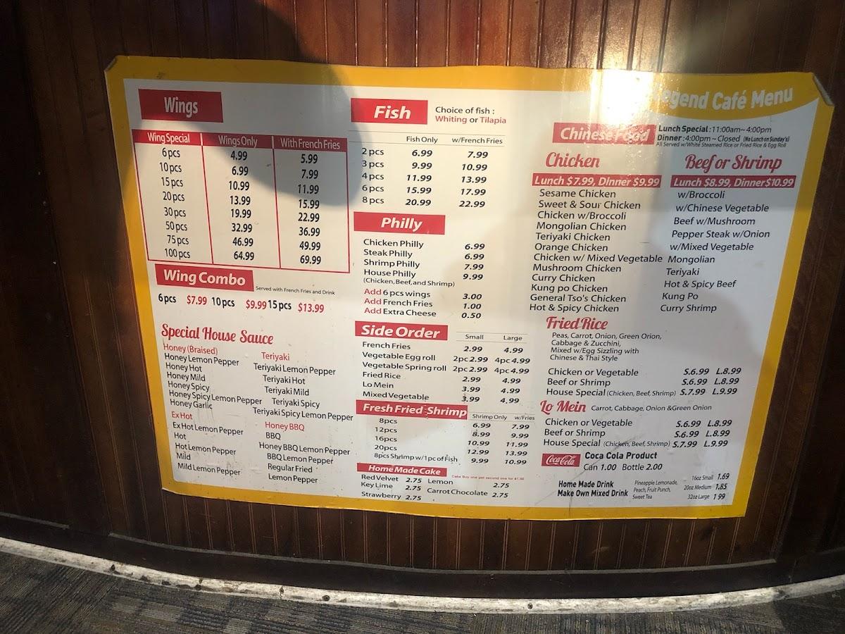 Menu at Legend Cafe, College Park, Old National Hwy B