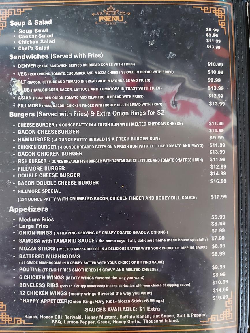 Menu at Proudhouse Tavern 33 restaurant, Fillmore