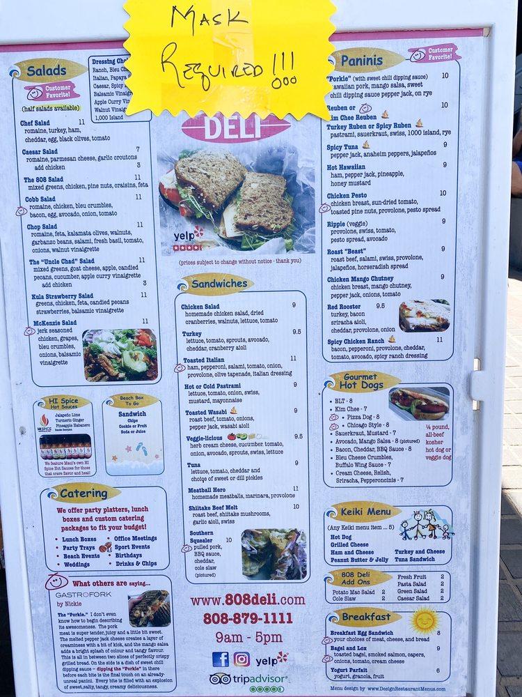 Menu at 808 Deli restaurant, Kihei
