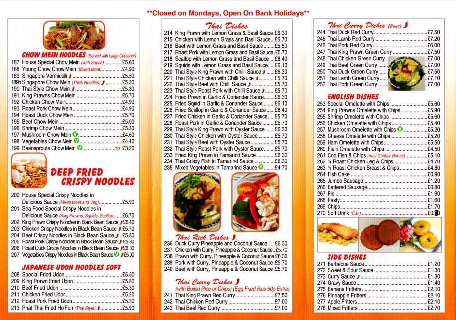 Menu at Beijing Chinese & Thai Takeaway restaurant, Bristol