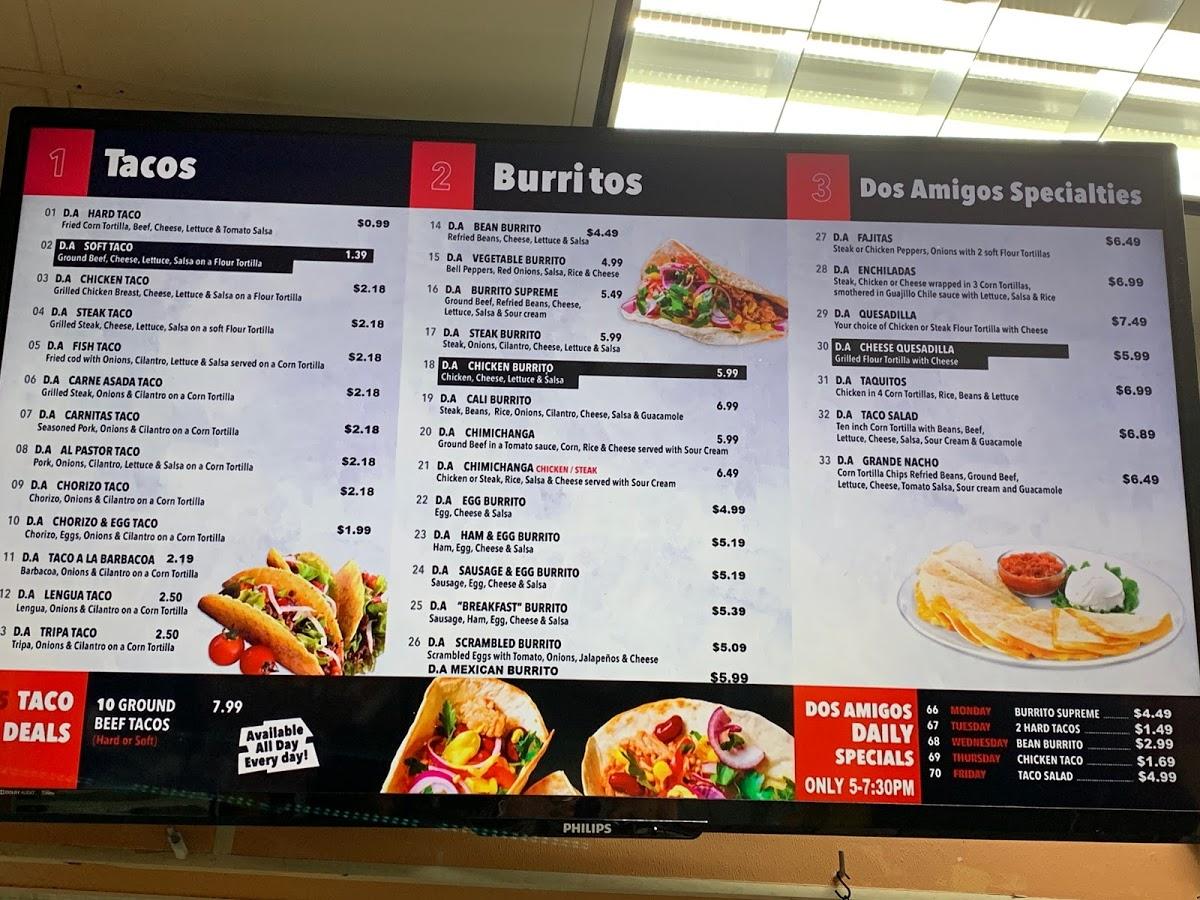 Menu at Dos Amigos Authentic Mexican Grill restaurant, Estero