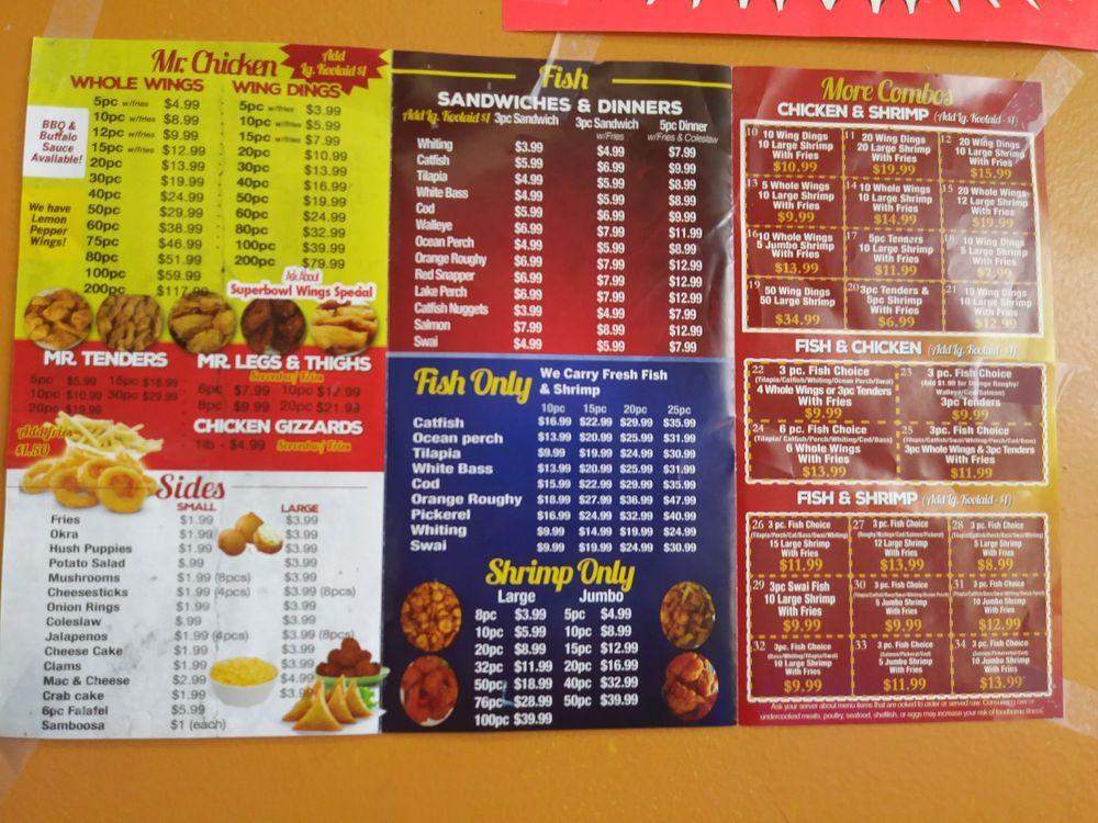 Menu at Mr Fish & Chicken restaurant, Lincoln Park