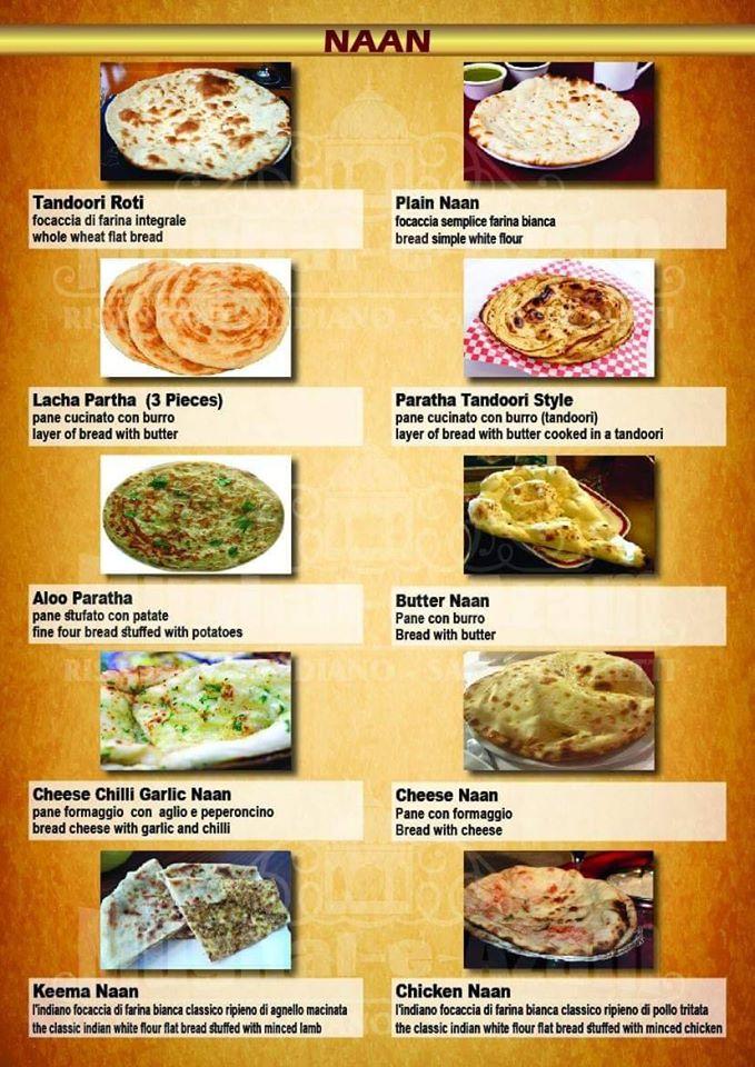 Menu da Mughal-e-Azam ristorante, Napoli