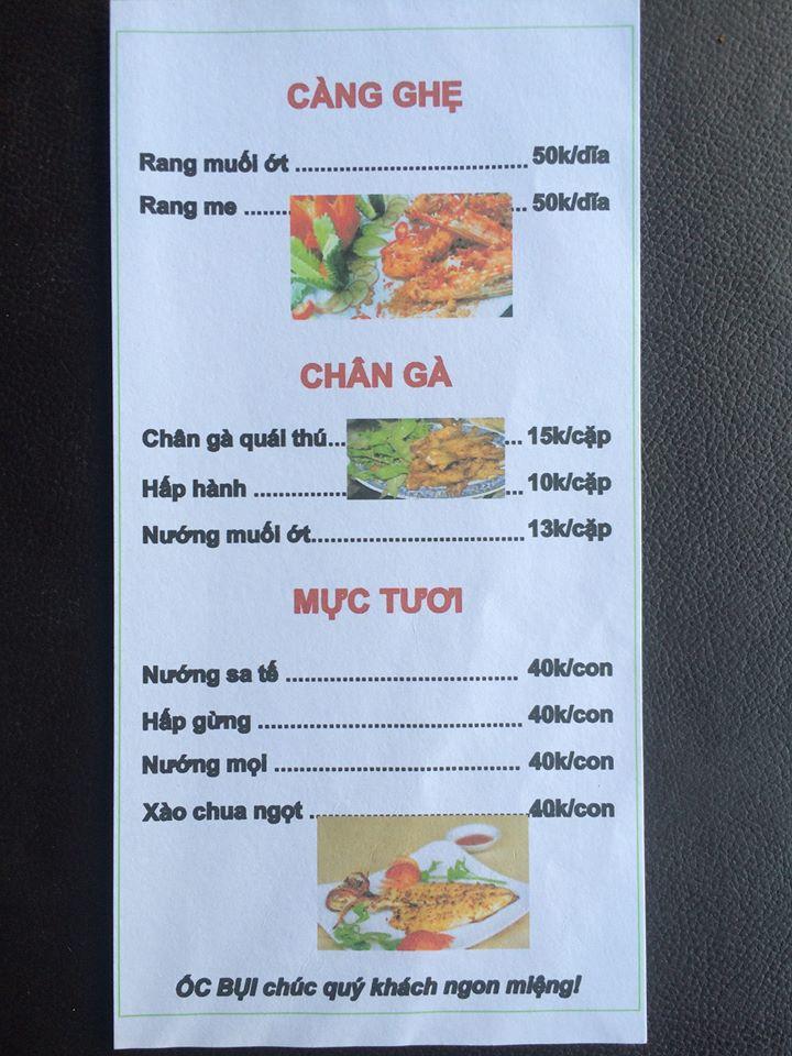 Menu at MUA VUI restaurant, Ho Chi Minh City, Đường Hoàng Sa