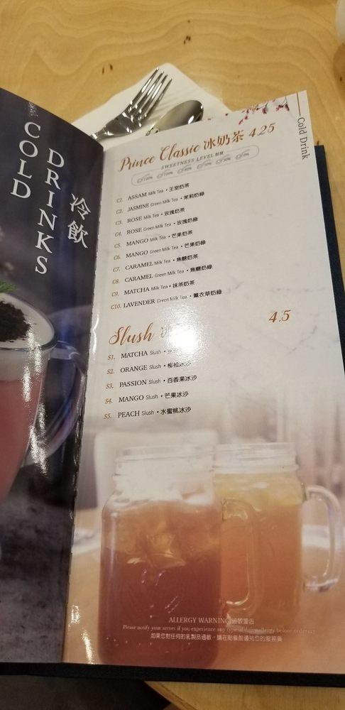 Menu at Prince Tea house desserts, Philadelphia